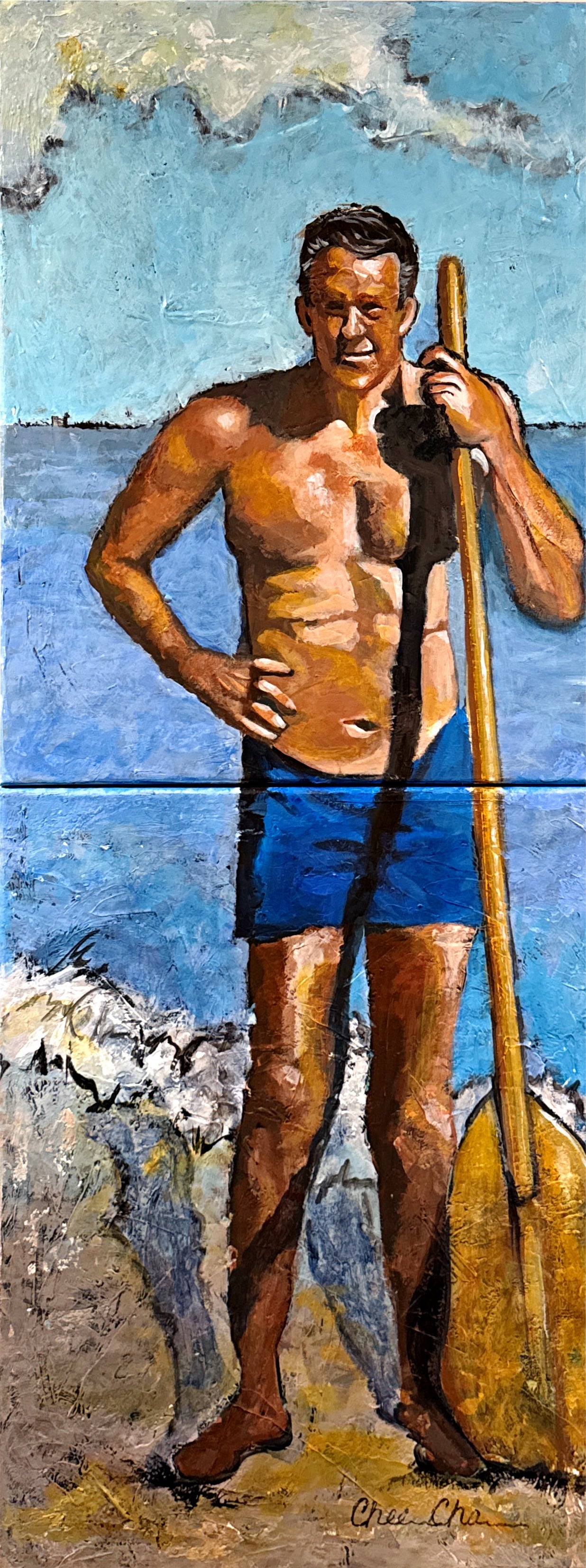 "Man with Paddle" - CheeCha – Cunningham Gallery