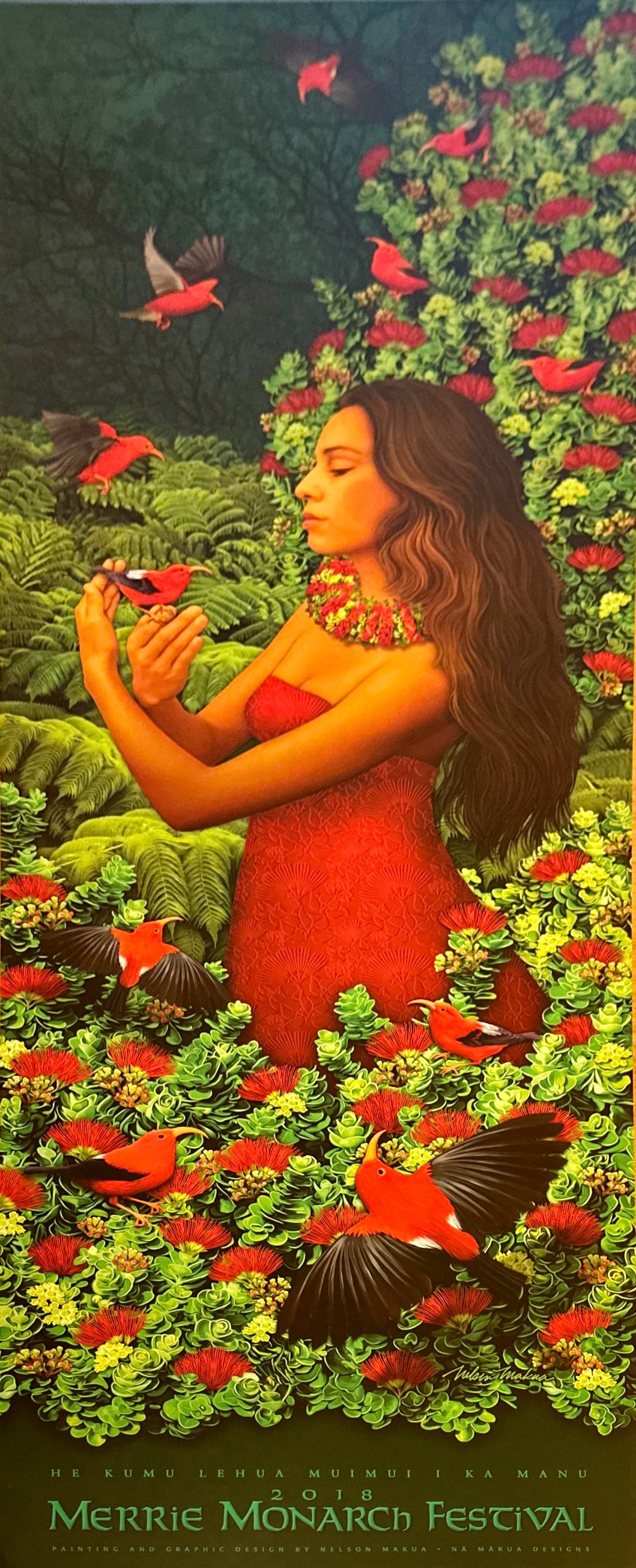 Merrie Monarch 2018 Poster - Nelson Makua – Cunningham Gallery