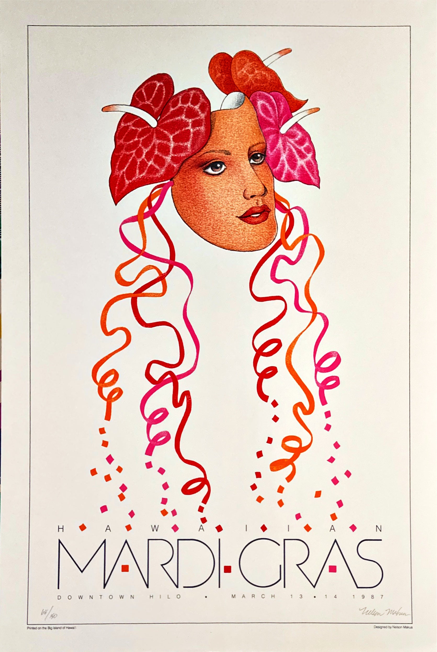 "Hawaiian Mardi Gras 1987" Poster - Nelson Makua – Cunningham Gallery