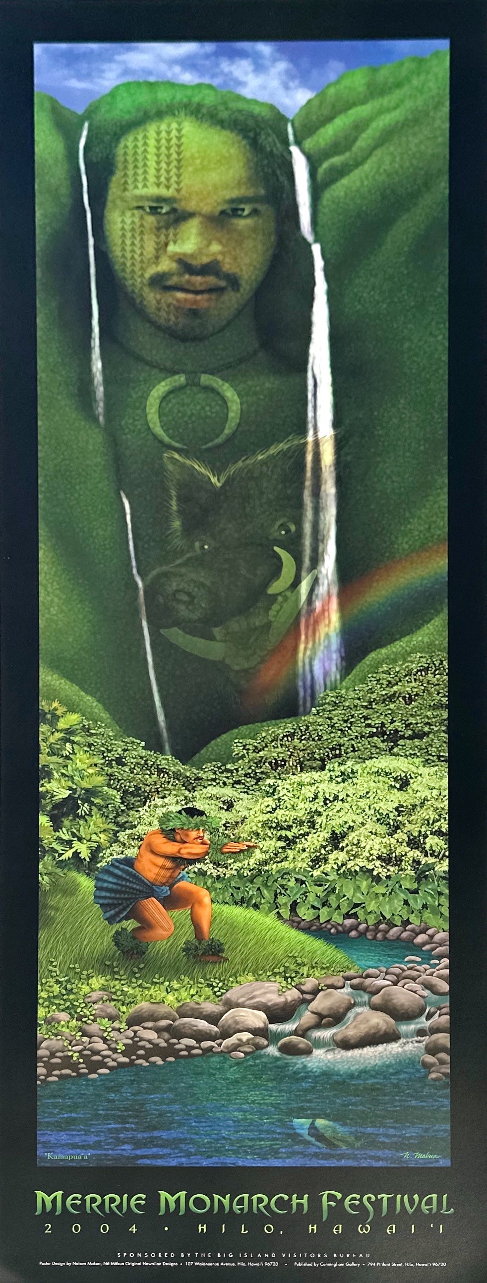"Kamapua’a" Merrie Monarch Poster 2004 - Nelson Makua – Cunningham Gallery
