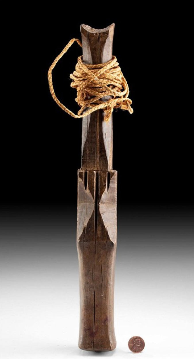 19th Century Hawaiian Wood Kapa Beater with Fiber Cord – Cunningham Gallery